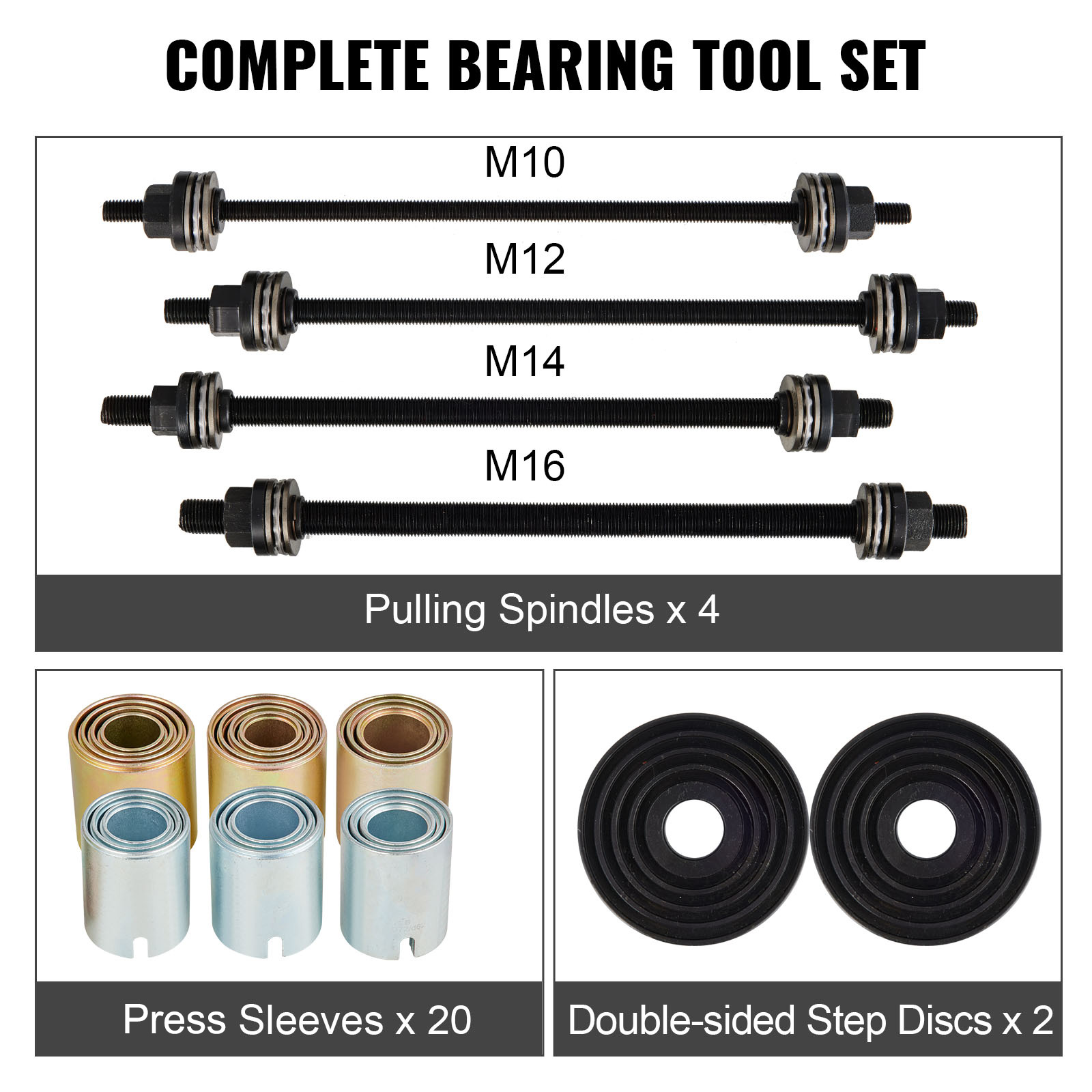 VEVOR 26 PCS Pull and Press Sleeve Kit, 45 # Steel Removal Installation ...