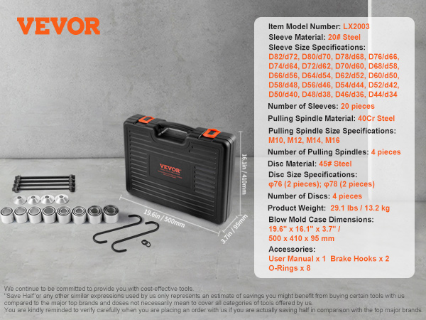 VEVOR 28 PCS Pull and Press Sleeve Kit Steel Bush Bearing Removal ...
