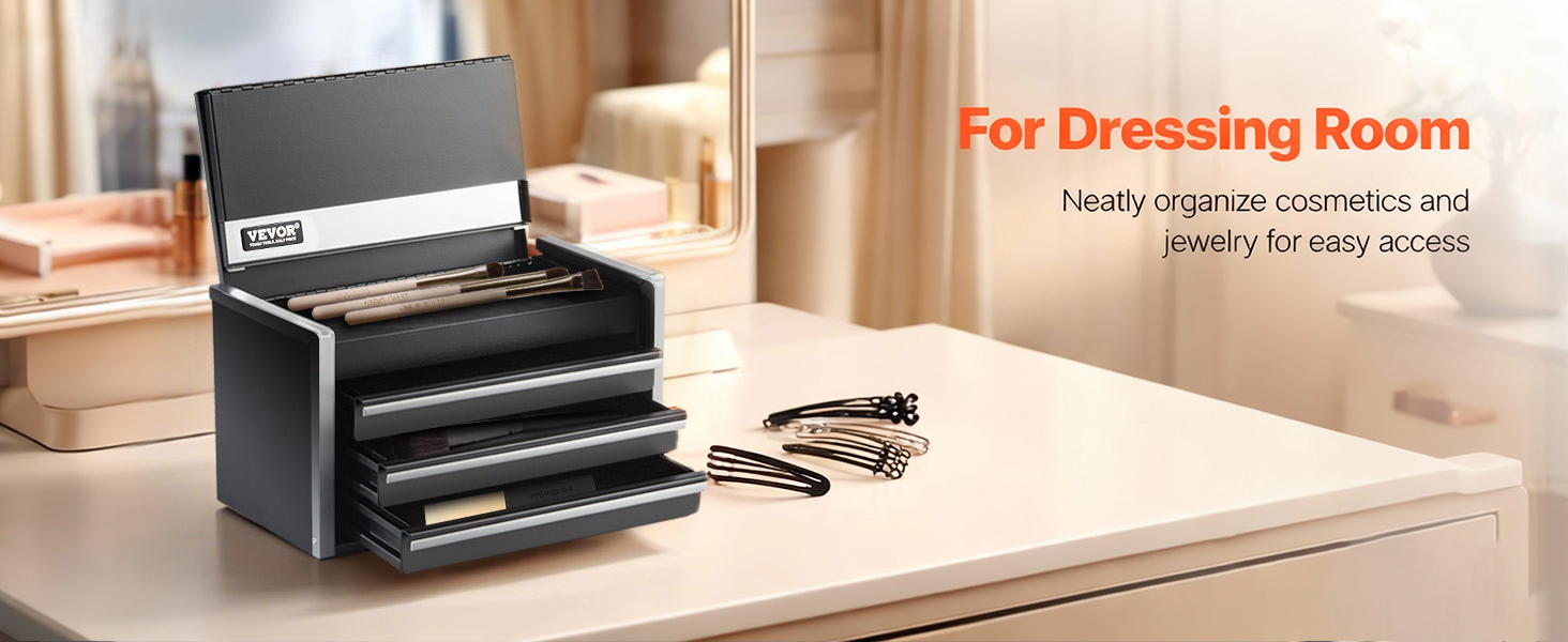 VEVOR Tool Box 8.6-inch Portable Metal Tool Box with 3 Drawers Tool ...