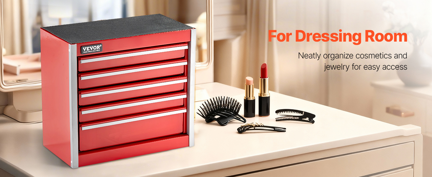 Tool Box 8.6-inch Portable Metal Tool Box with 5 Drawers Tool Organizer ...