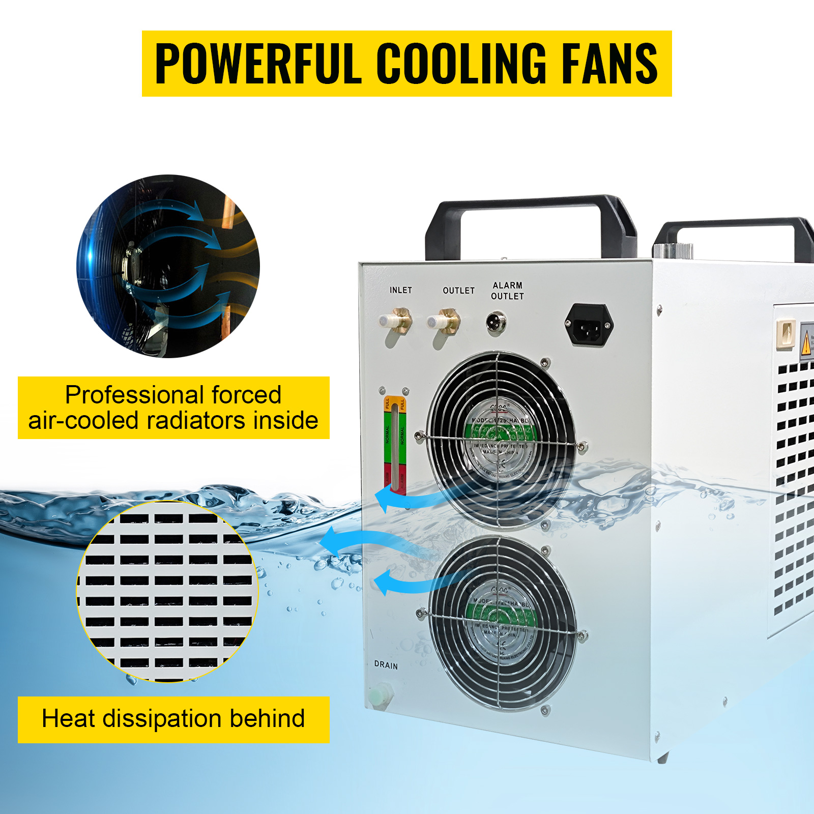 VEVOR Industrial Water Chiller CW5200DG, 8.5L 1400W 0.93HP Water Cooler ...