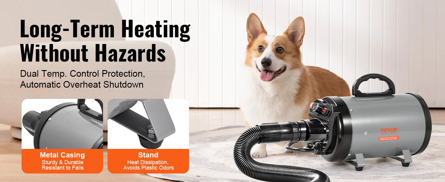 VEVOR Dog Dryer, 2000W/2.7HP Dog Blow Dryer, Pet Grooming Dryer with ...