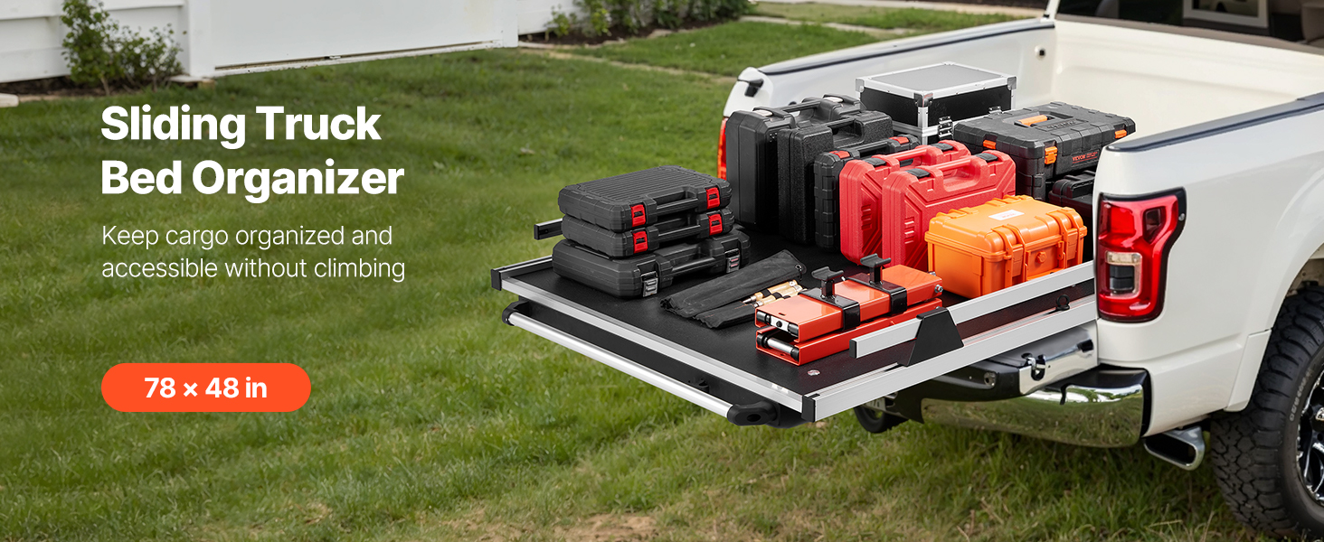 Sliding Truck Bed Organizer 78 x 48-Inch 1000 lbs Truck Bed Storage ...