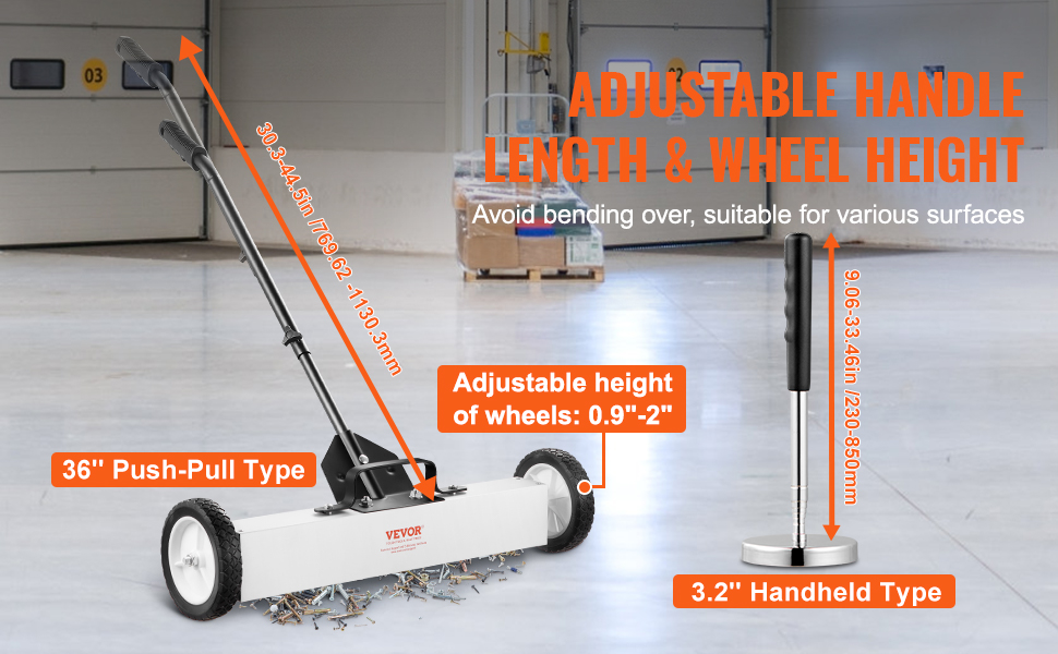 VEVOR 24-Inch Magnetic Sweeper with Wheels Telescoping Magnetic Pickup ...