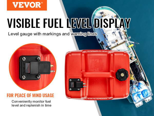 VEVOR Marine Fuel Tank, 3.17 Gallon/12L, Portable Boat Fuel Gas Tank ...