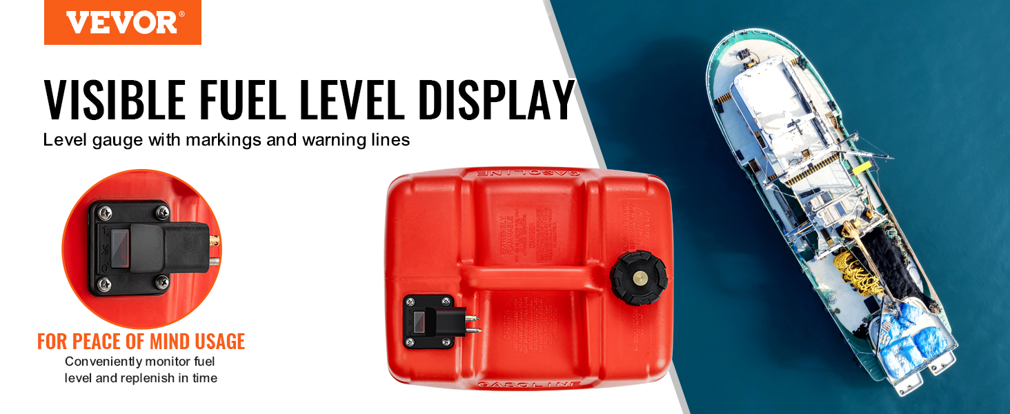 VEVOR Marine Fuel Tank, 3.17 Gallon/12L, Portable Boat Fuel Gas Tank ...