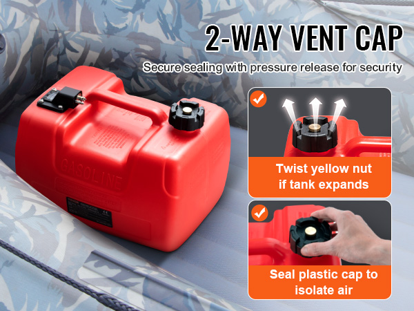 VEVOR Marine Fuel Tank, 3.17 Gallon/12L, Portable Boat Fuel Gas Tank ...
