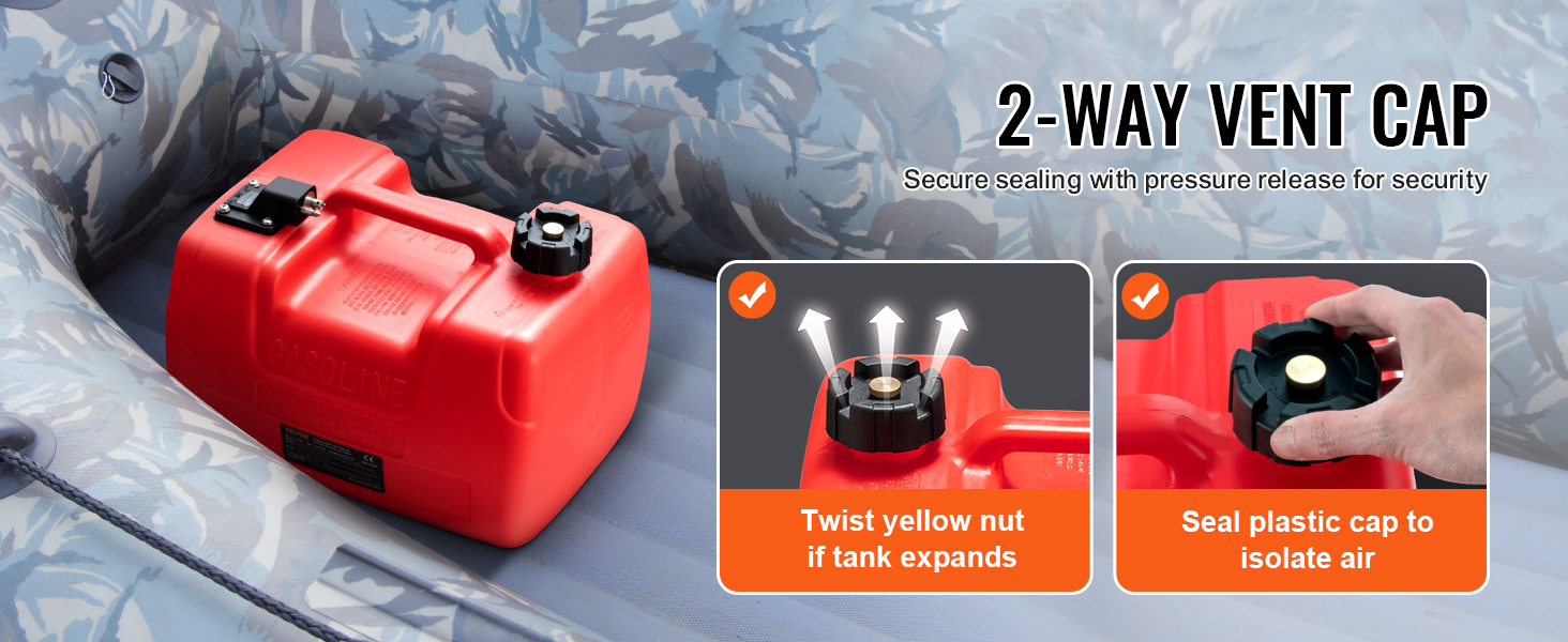 VEVOR Marine Fuel Tank, 3.17 Gallon/12L, Portable Boat Fuel Gas Tank ...