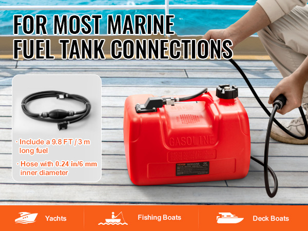 VEVOR Marine Fuel Tank, 3.17 Gallon/12L, Portable Boat Fuel Gas Tank ...