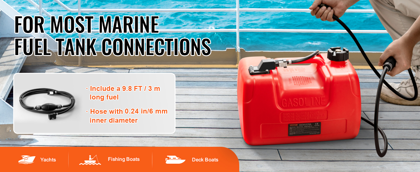 VEVOR Marine Fuel Tank, 3.17 Gallon/12L, Portable Boat Fuel Gas Tank ...