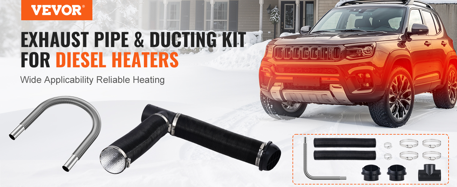 VEVOR Diesel Heater Pipe Ducting Set, 3" Extendable Air Duct Hose, 1 ...