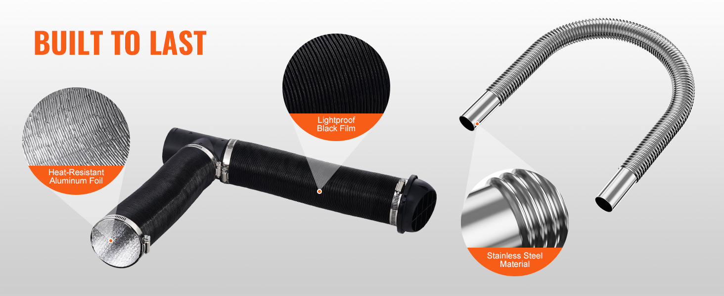 VEVOR Kit de Tuyaux de Chauffage Diesel, Conduit d’Air Extensible de 75 ...