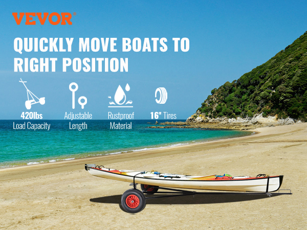 VEVOR Boat Trailer Dolly, 420lbs Load Capacity, Carbon Steel Trailer ...