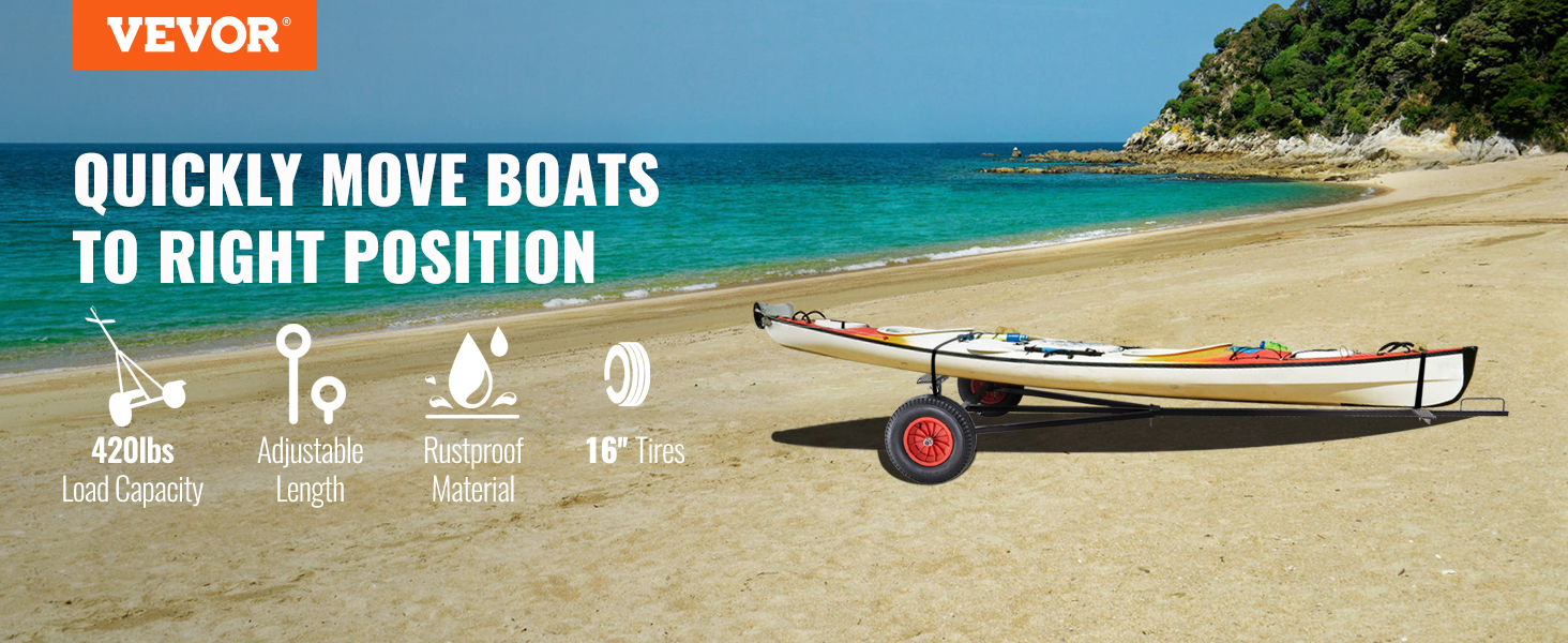 VEVOR Boat Trailer Dolly, 420lbs Load Capacity, Carbon Steel Trailer ...