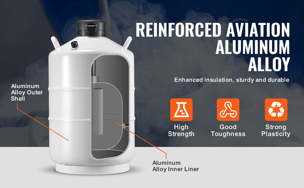 VEVOR Liquid Nitrogen Tank 20 L Aluminum Alloy LN2 Container Dewar 6 ...