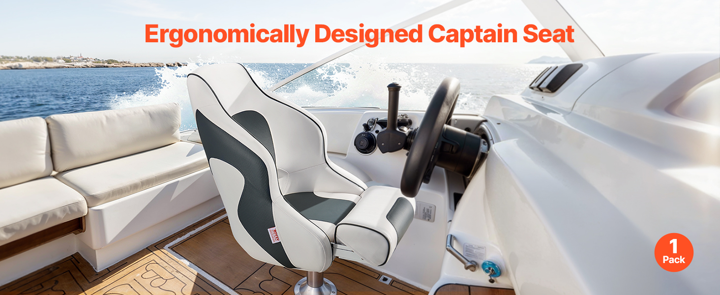 VEVOR Boat Seat High Backrest Flip Up Boat Seat Captain Bucket Seat ...
