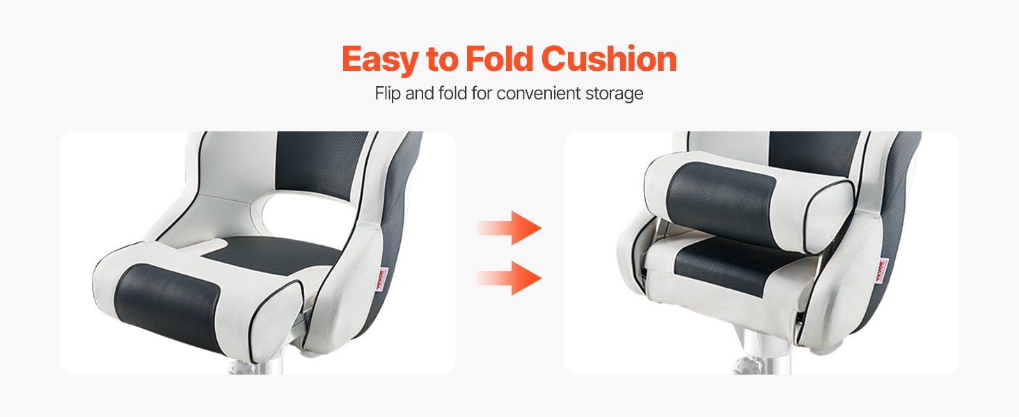 VEVOR Boat Seat High Backrest Flip Up Boat Seat Captain Bucket Seat ...