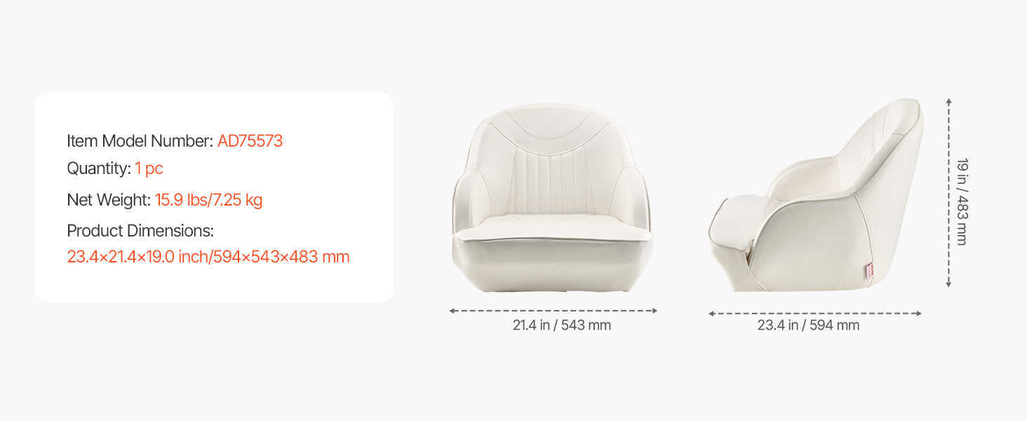 VEVOR Boat Seat Low Backrest Flip Up Boat Seat Captain Bucket Seat ...
