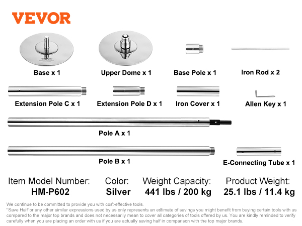 VEVOR Professional Dancing Pole, Spinning Static Dancing Pole Kit ...