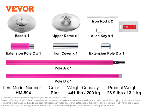 VEVOR Professional Dancing Pole, Spinning Static Dancing Pole Kit ...