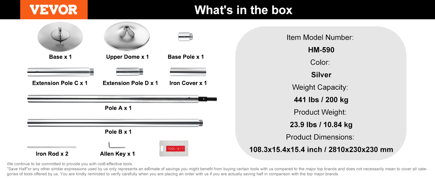 VEVOR Professional Dancing Pole, Spinning Static Dancing Pole Kit ...