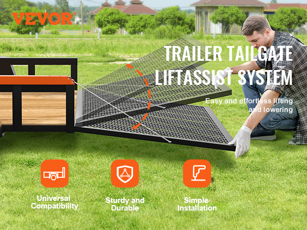 VEVOR Trailer Tailgate Lift Assist, Max 180 lbs Load Capacity ...