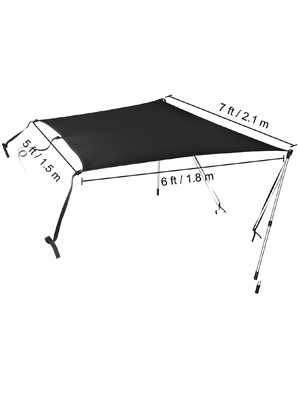 VEVOR T-Top Sun Shade Kit 6' x 7', UV-Proof 600D Polyester T-top ...