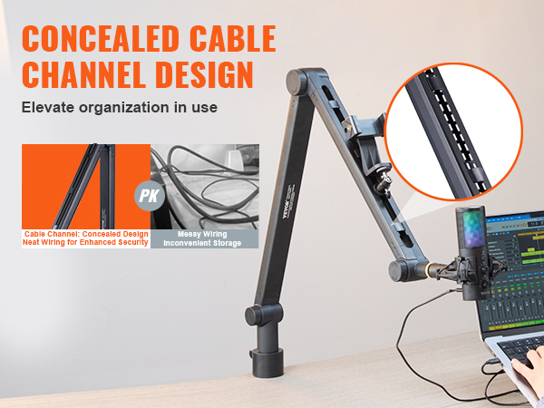 VEVOR Microphone Boom Arm with Desk Mount, 360° Rotatable, Adjustable ...