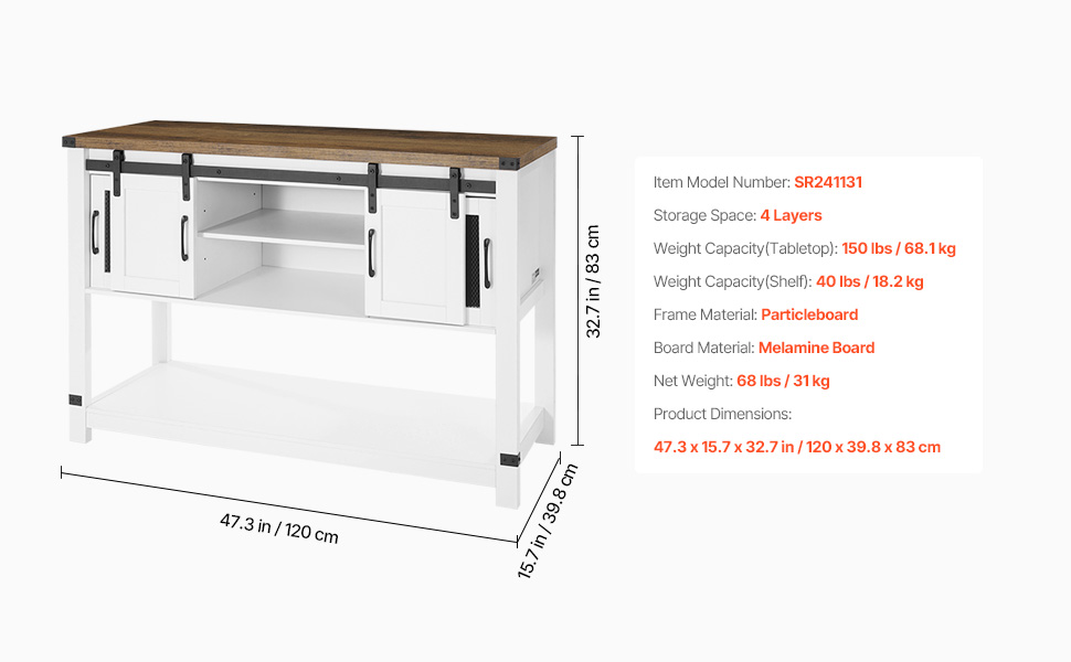 VEVOR Coffee Bar Cabinet 4-Tier Coffee Bar Table with Barn Doors for ...