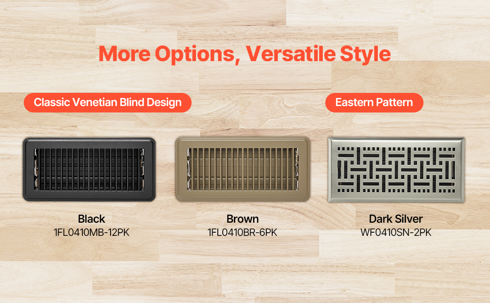 Floor Registers 4x10 Inch 2-Pack Iron Floor Vents for HVAC Grilles ...