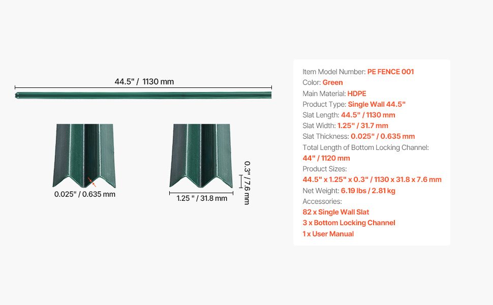 VEVOR Chain Link Fence Privacy Slats Single-Wall for 4' High Fence ...