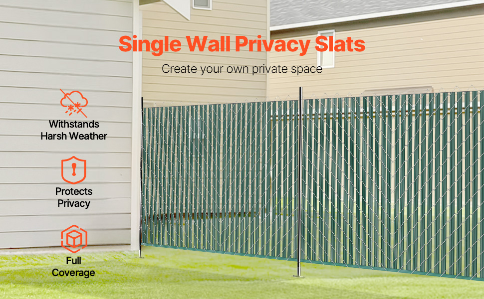 VEVOR Chain Link Fence Privacy Slats Single-Wall for 4' High Fence ...