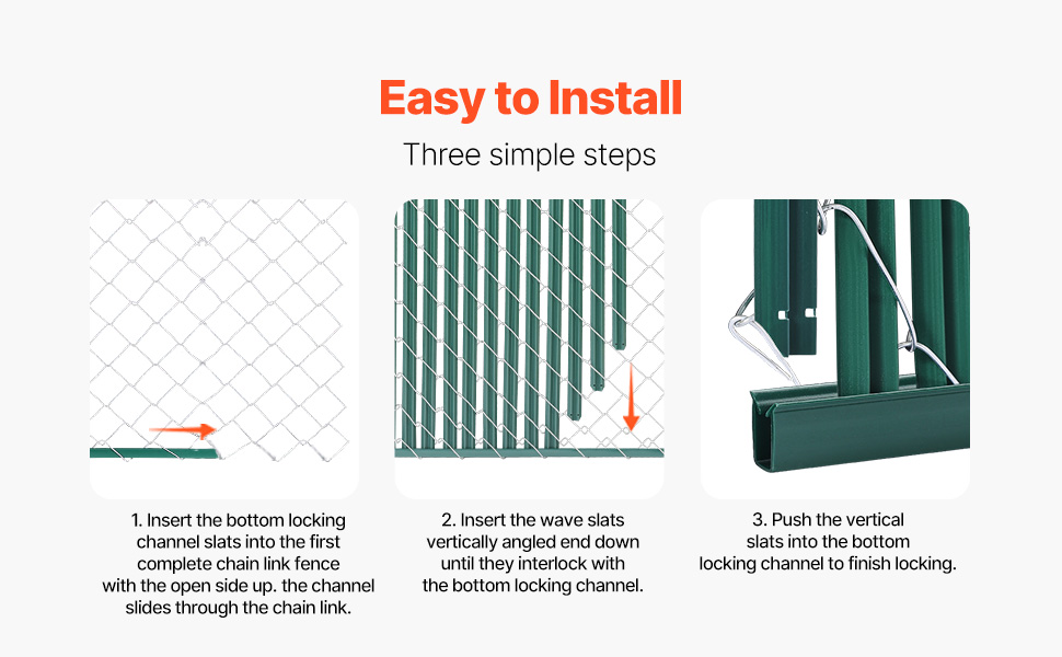 VEVOR Chain Link Fence Privacy Slats Single-Wall for 4' High Fence ...
