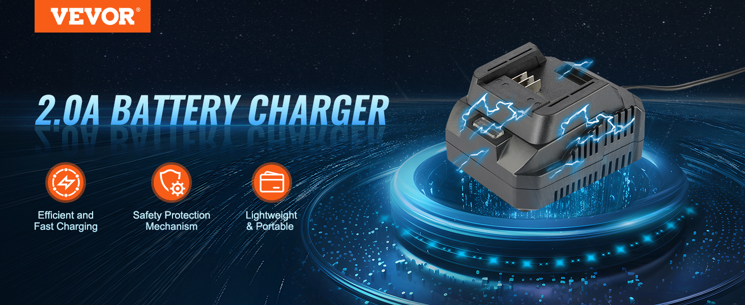 VEVOR 2.0Ah Battery Charger - Cordless Power Tools Battery Pack Charger ...