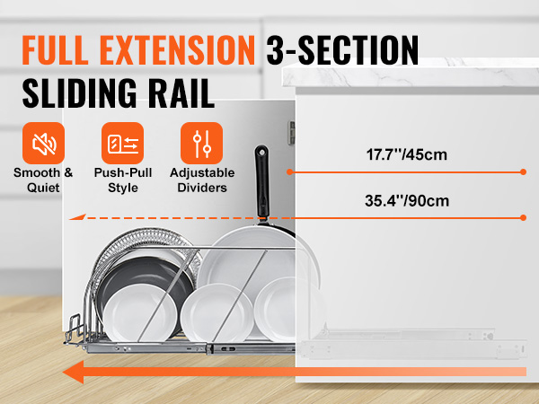 VEVOR Pan and Pot Rack, Expandable Pull Out Under Cabinet Organizer ...