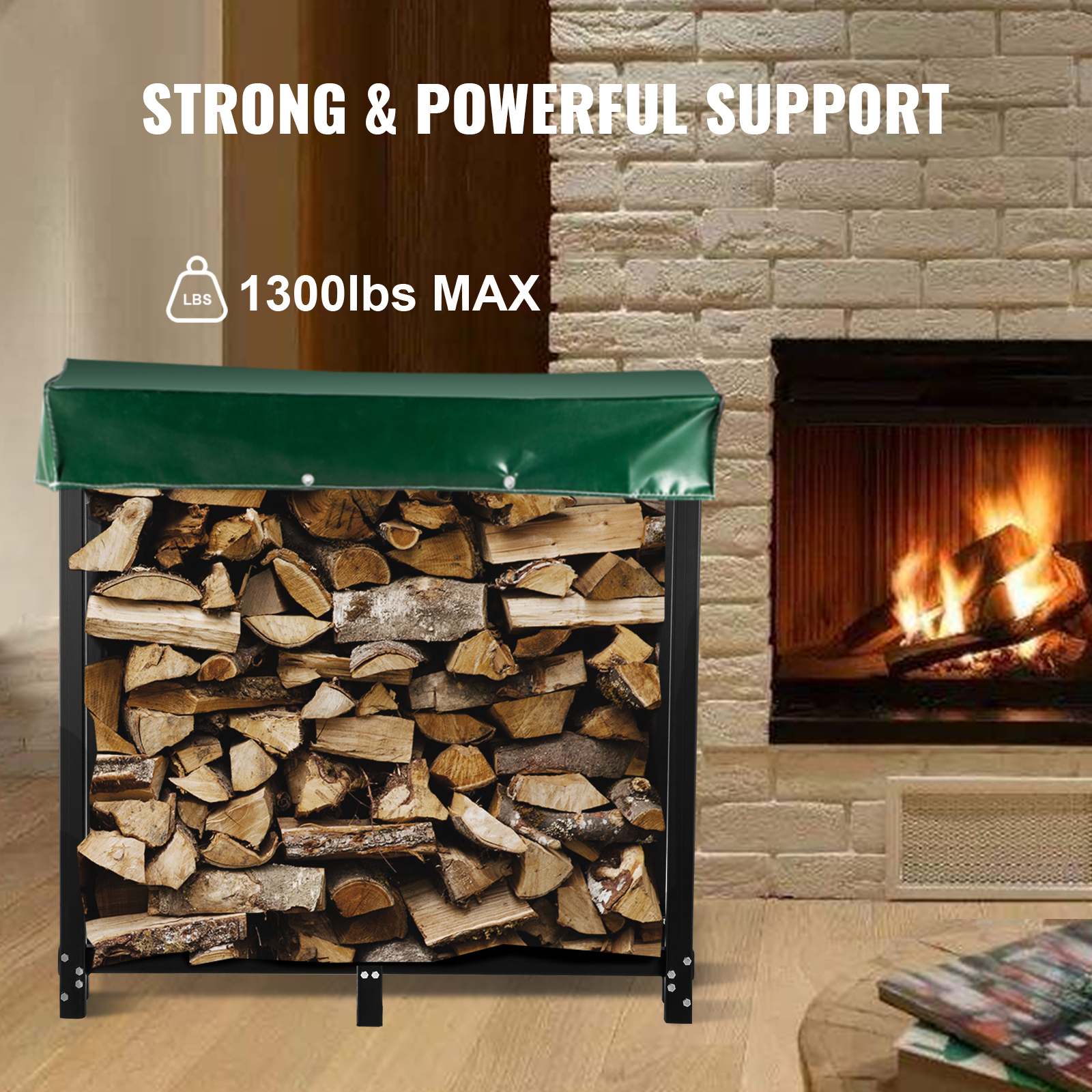 VEVOR Firewood Log Rack, 6ft Firewood Rack Outdoor, 72x14x48 in, Black ...