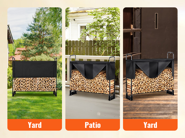 VEVOR 4.3FT Outdoor Firewood Rack with Cover, 52x14.2x46.1 in, Heavy ...
