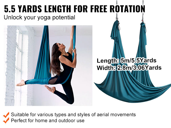 VEVOR Aerial Yoga Hammock & Swing, 5.5 Yards, Aerial Yoga Starter Kit ...