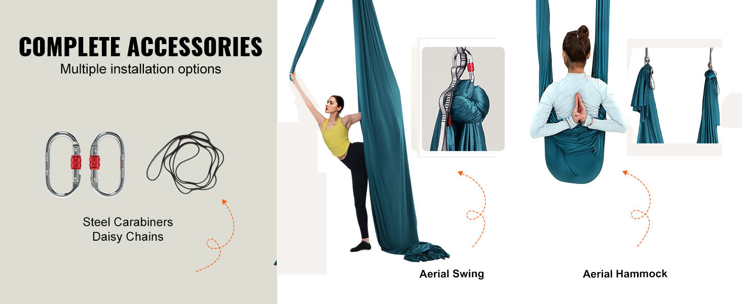 VEVOR Aerial Yoga Hammock & Swing, 5.5 Yards, Aerial Yoga Starter Kit ...