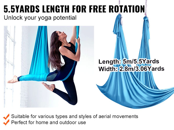 VEVOR Aerial Yoga Hammock & Swing, 5.5 Yards, Aerial Yoga Starter Kit ...