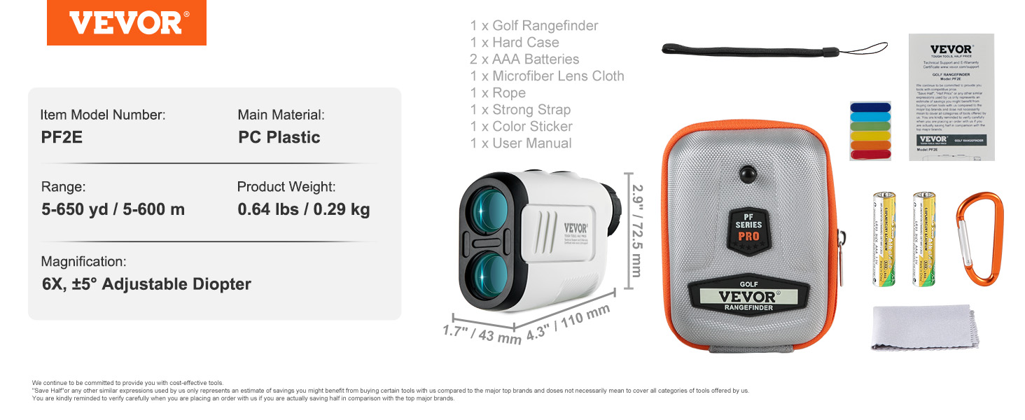 VEVOR Golf Rangefinder, 650 Yards Laser Golfing Hunting Range Finder ...