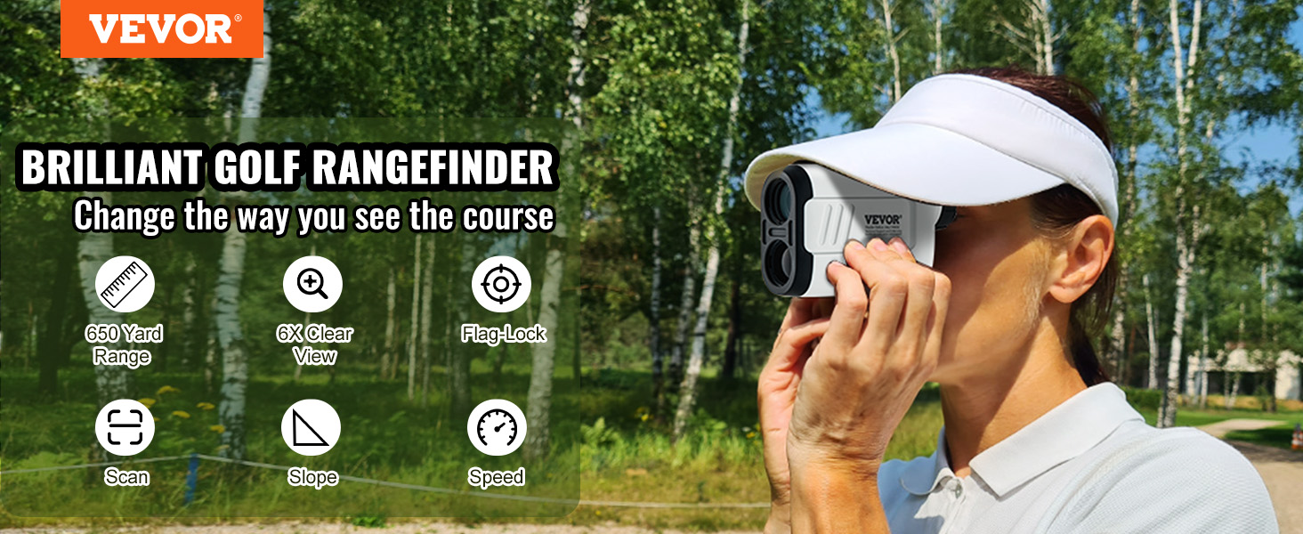VEVOR Golf Rangefinder, 650 Yards Laser Golfing Hunting Range Finder ...