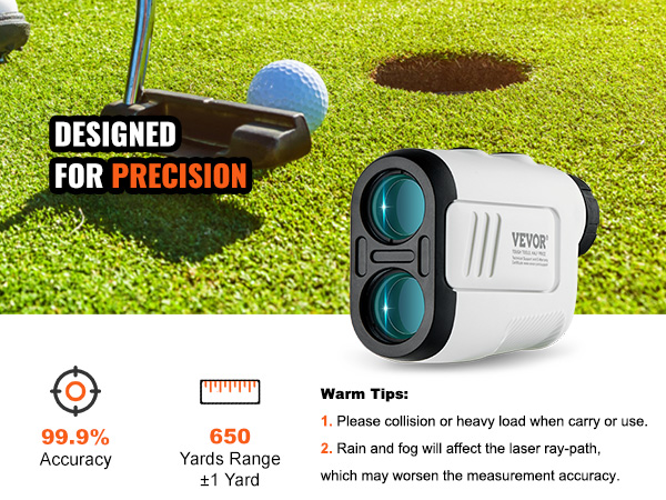 VEVOR Golf Rangefinder, 650 Yards Laser Golfing Hunting Range Finder ...