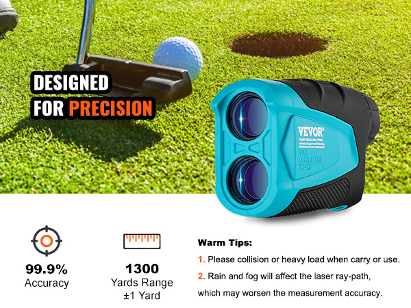 VEVOR Golf Rangefinder, 1300 Yards Laser Golfing Hunting Range Finder ...