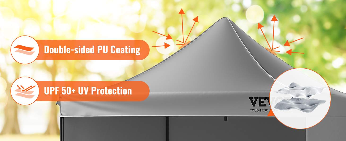 VEVOR 304.8 x 304.8 cm Pop up Canopy with Removable Sidewalls, Instant ...