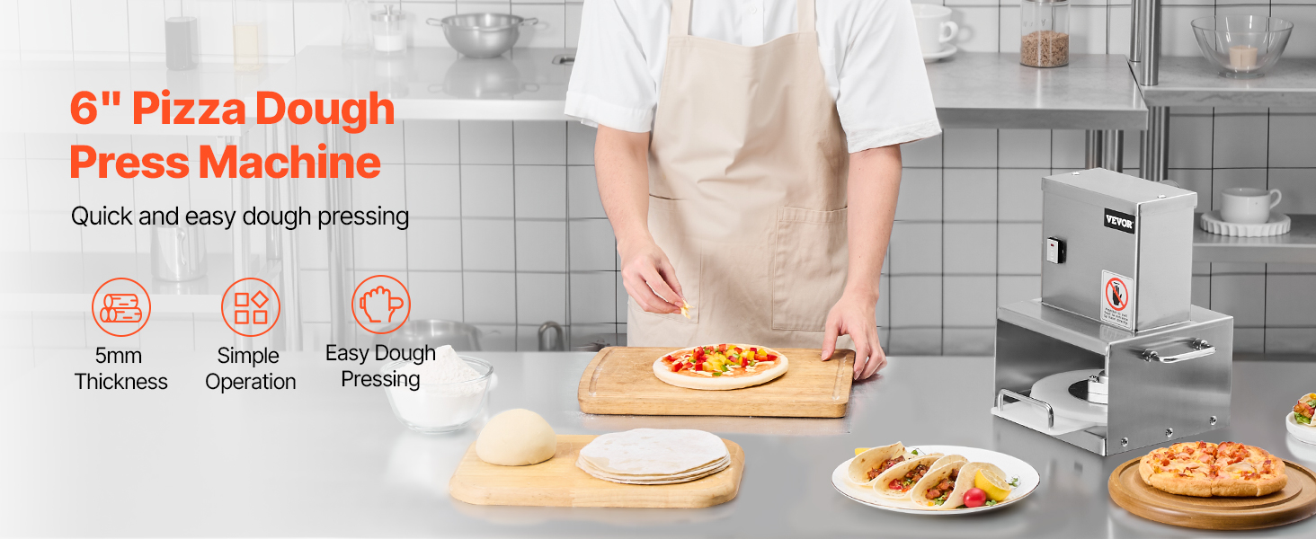 6 in Electric Pizza Dough Press Machine Pizza Pastry Sheeter Stainless ...