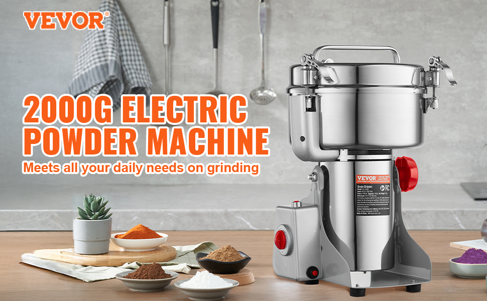 VEVOR 2000g Commercial Spice Grinder Electric Grain Mill Grinder High ...