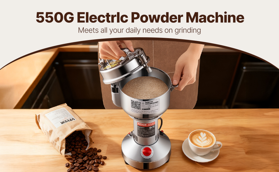 VEVOR 550g Commercial Spice Grinder Electric Grain Mill Grinder High ...