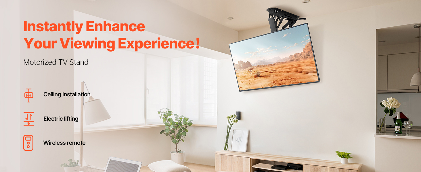 VEVOR Motorized Ceiling TV Mount, TV Wall Mount for 32 to 65 Inch TV ...