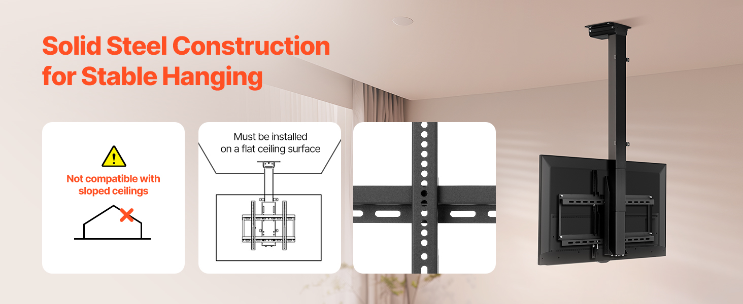 VEVOR Motorized Ceiling TV Mount 32-55 in Screen Electric Adjustable TV ...